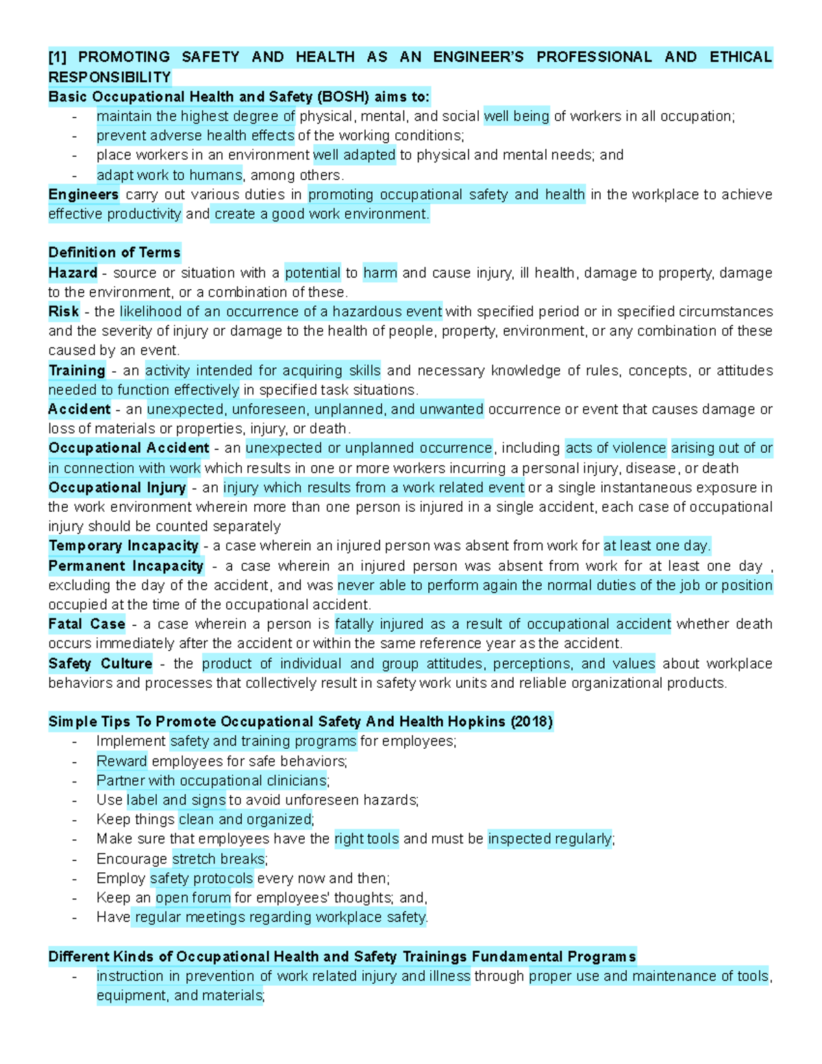 BOSH-RE1 - Promoting Occupational Safety & Health: A Comprehensive ...