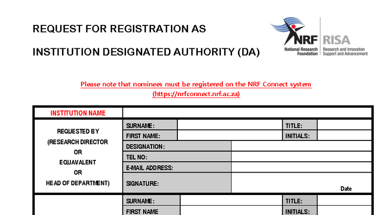 DA Registration Form - Request for Designated Authority (DA) - Studocu