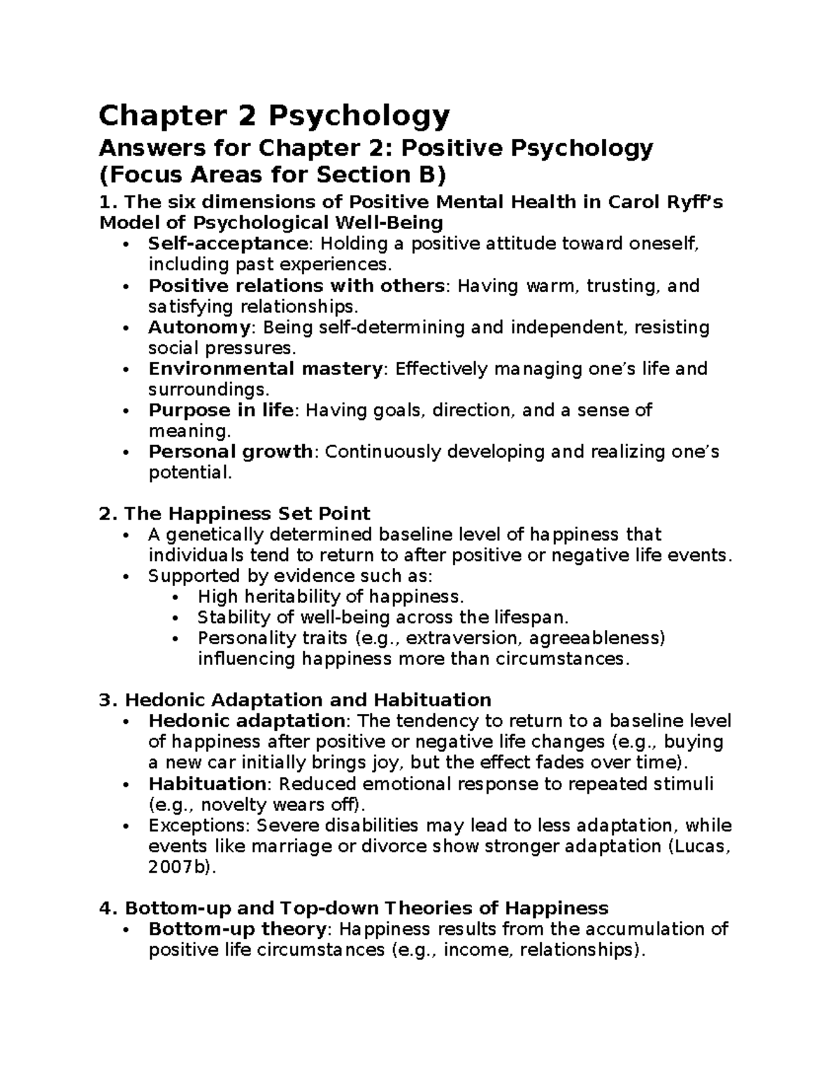 PSIH2724 Chapter 2: Positive Psychology Summary for Test 2 - Studocu