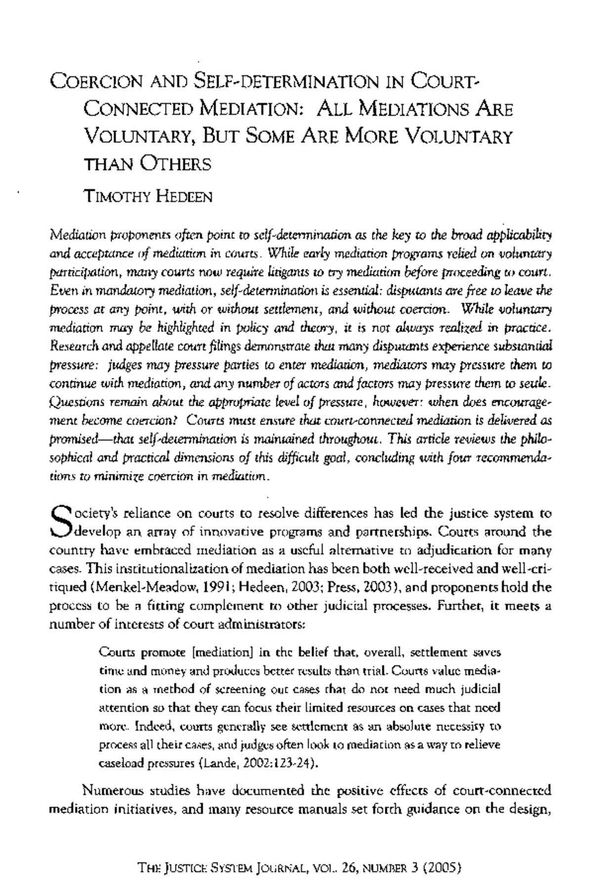 Timothy Hedeen 2013 - COERCION AND SELF-DETERMINATION IN COURT ...