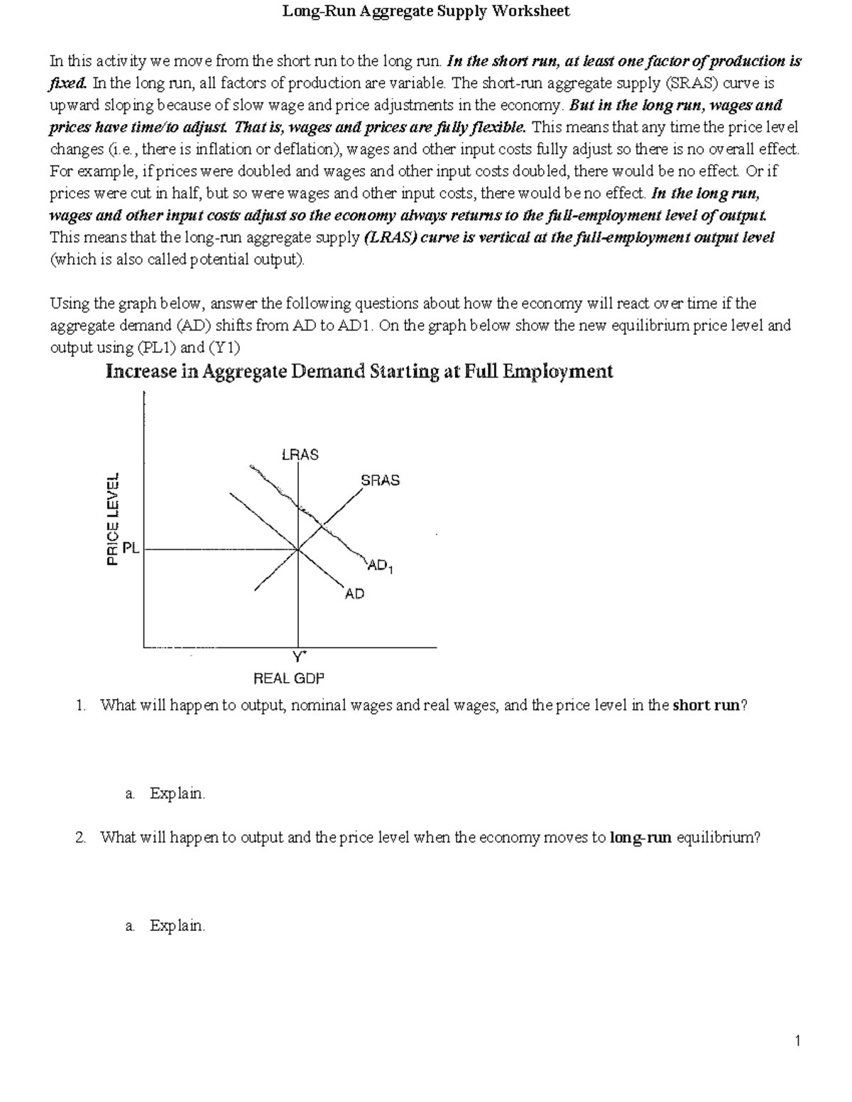 Copy of Long-Run Aggregate Supply (F) - In this activity we move from ...