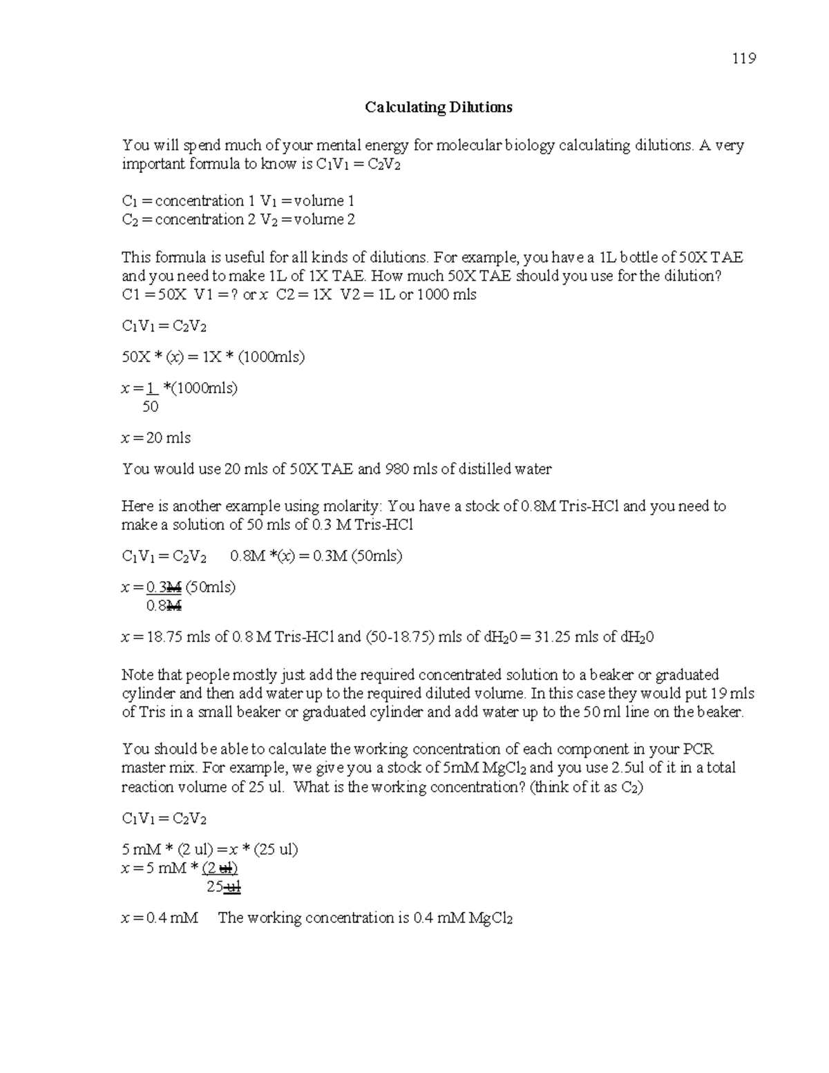Lab 3 Quiz 11: Calculating Dilutions in PCR (119) - Studocu
