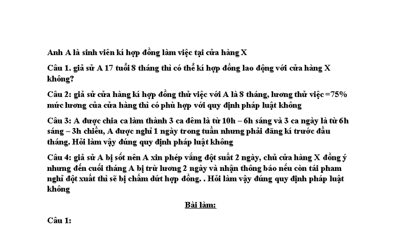 LKD 14-11-2024: Phân Tích Hợp Đồng Lao Động và Quy Định Pháp Luật - Studocu