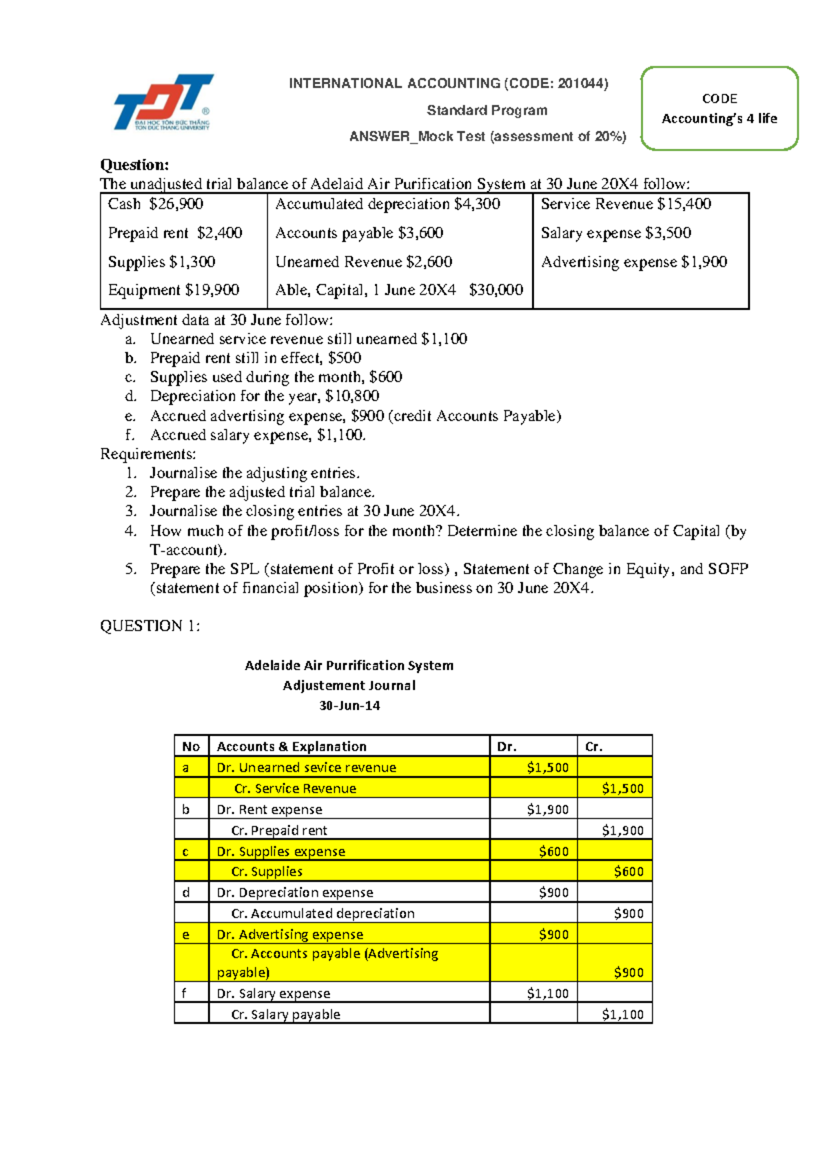 Mock Test for International Accounting (201044) - Answers and ...