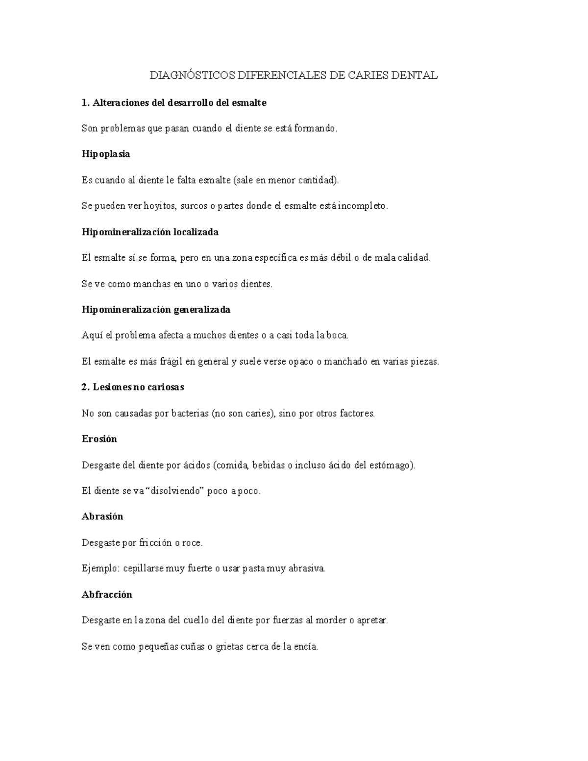 Diagnósticos Diferenciales de Caries Dental - Clase 1 - Studocu