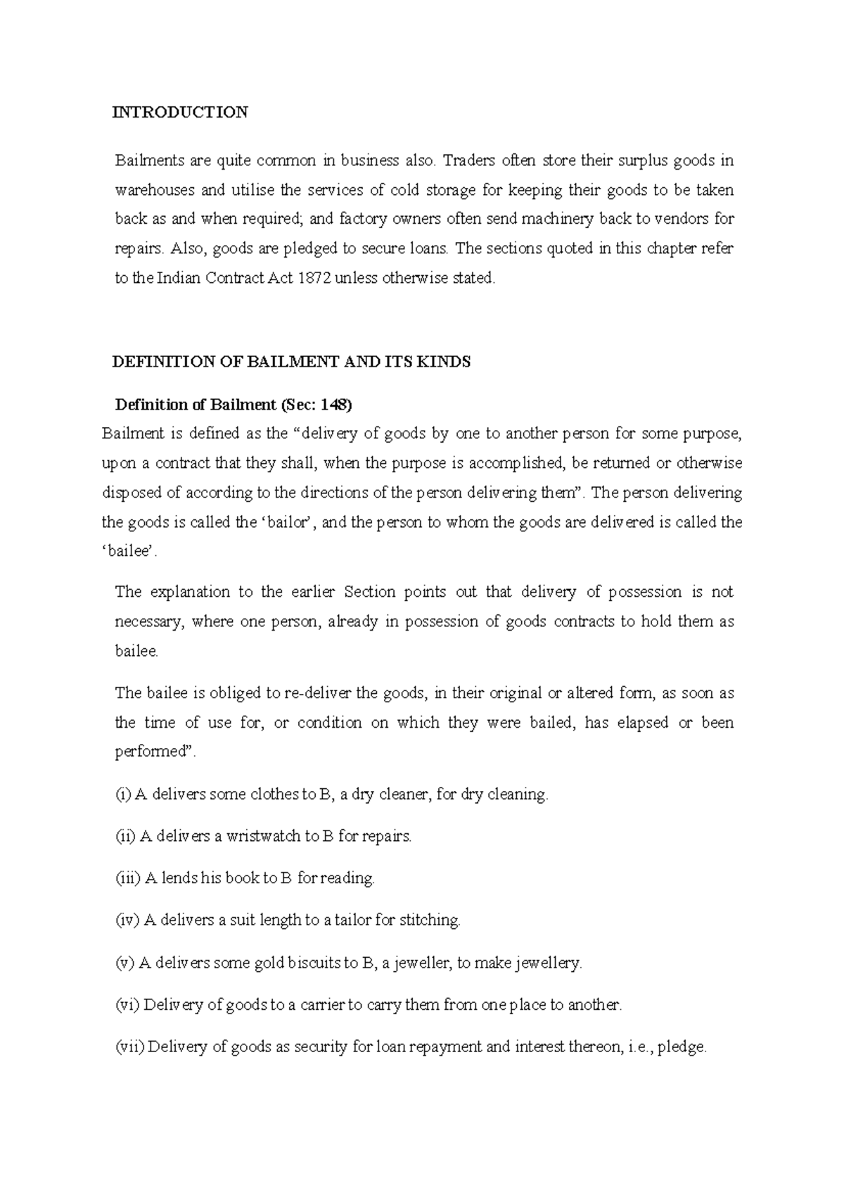 Bailment Notes: Understanding Concepts, Characteristics, and Cases ...