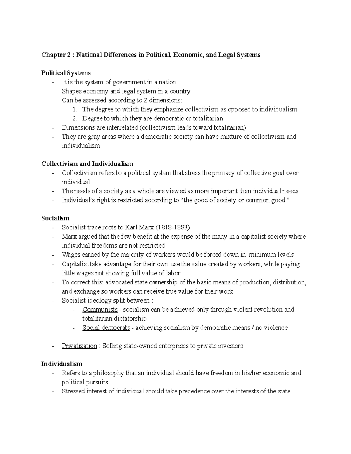 International Business Ch.2 Summary: Political, Economic & Legal ...