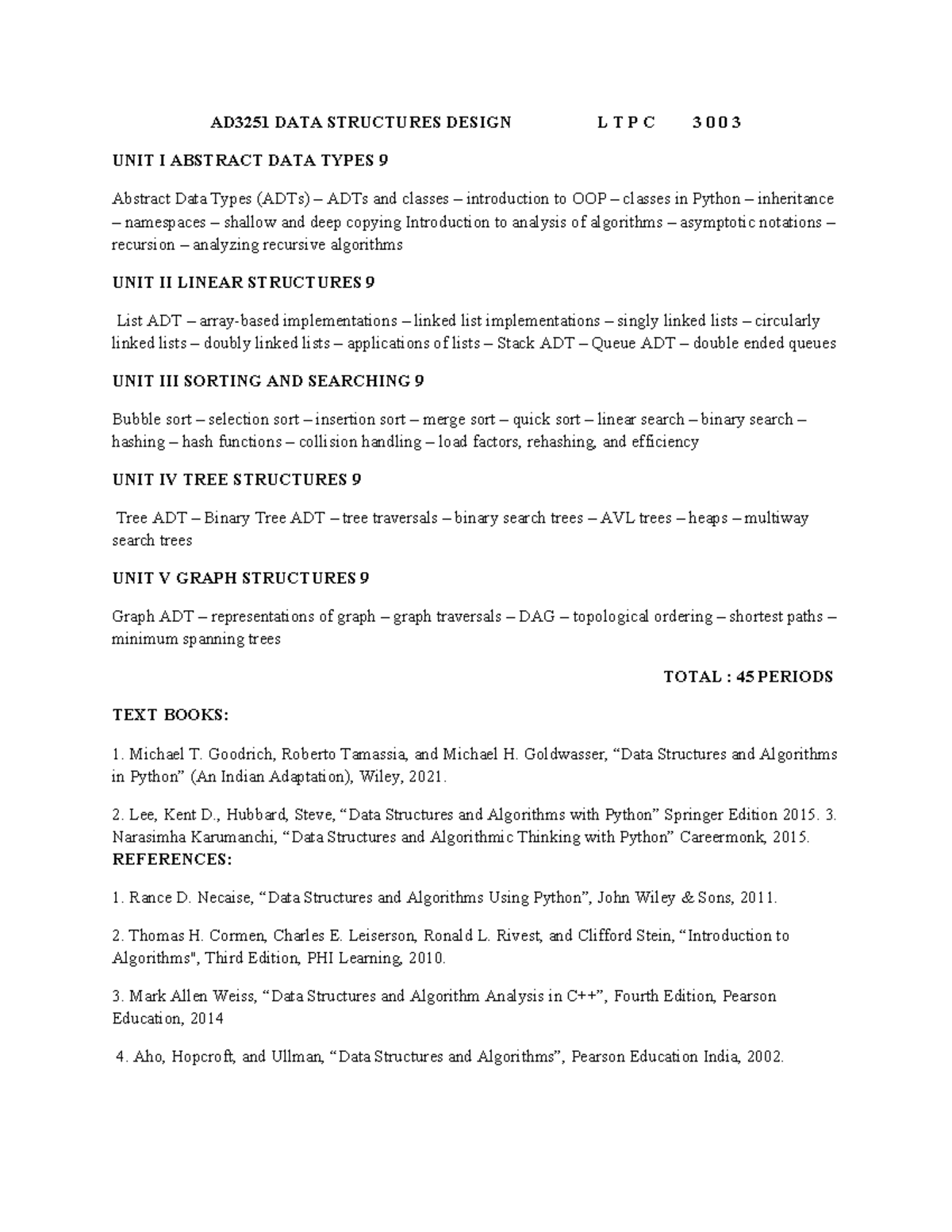 AD3251 DATA STRUCTURES DESIGN - Lab Material Overview - Studocu