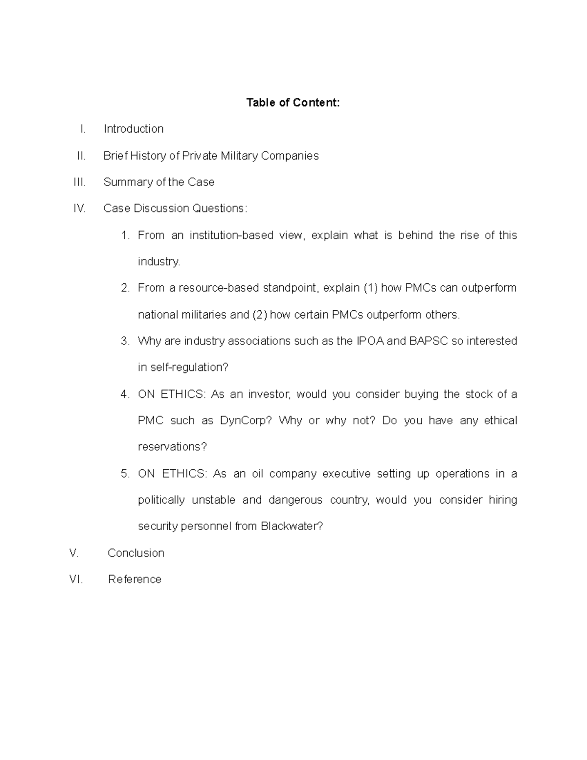 IBS Assessment 2 Report: Analyzing Private Military Companies and ...