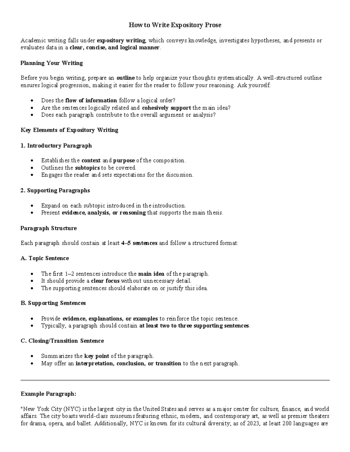 ENG 101: How to Write & Organize Expository Prose - Studocu