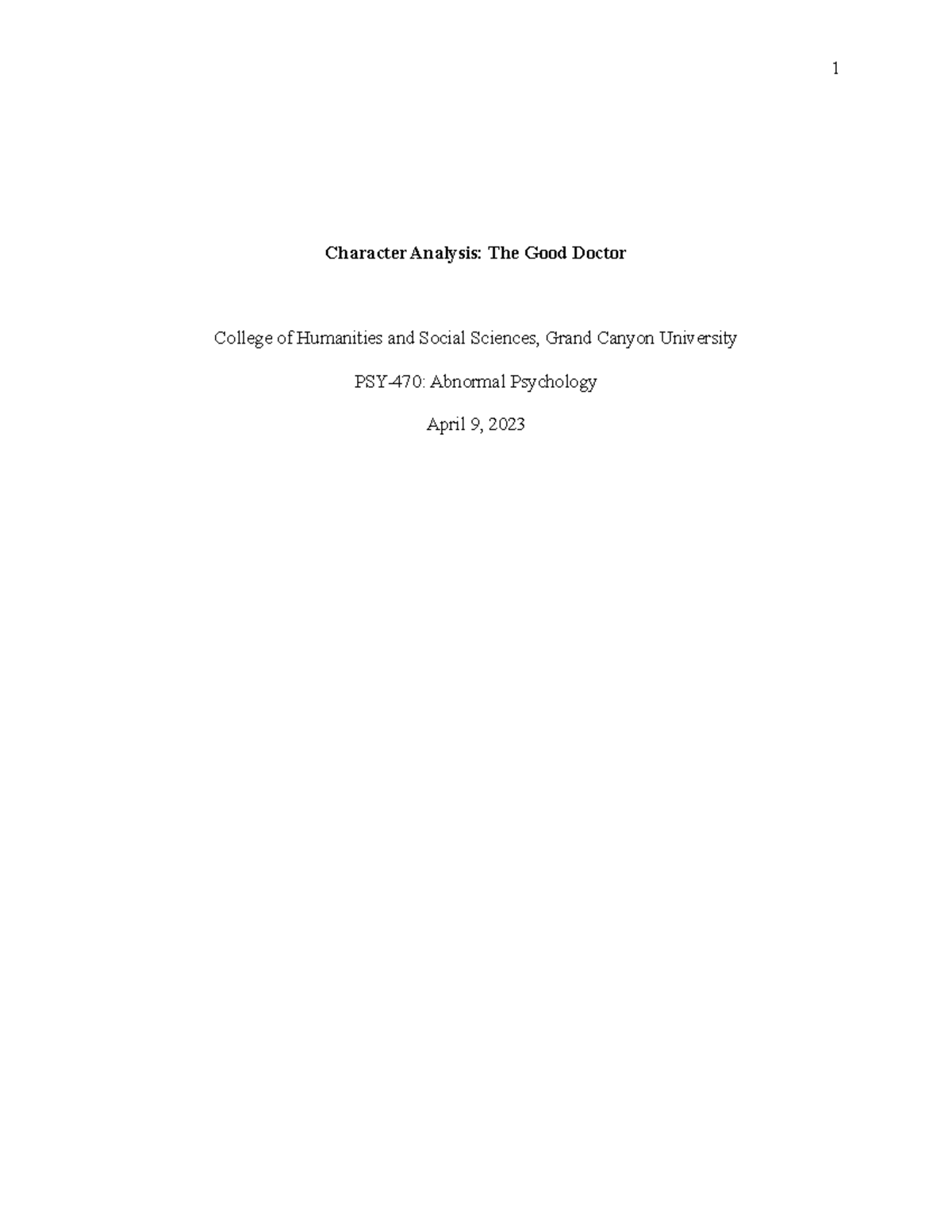 Character Analysis: Shaun Murphy in PSY-470 Essay - Studocu