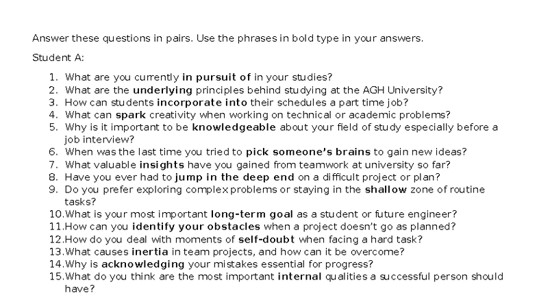 Pair Discussion Questions for Inbound 8713975383949625640 - Studocu