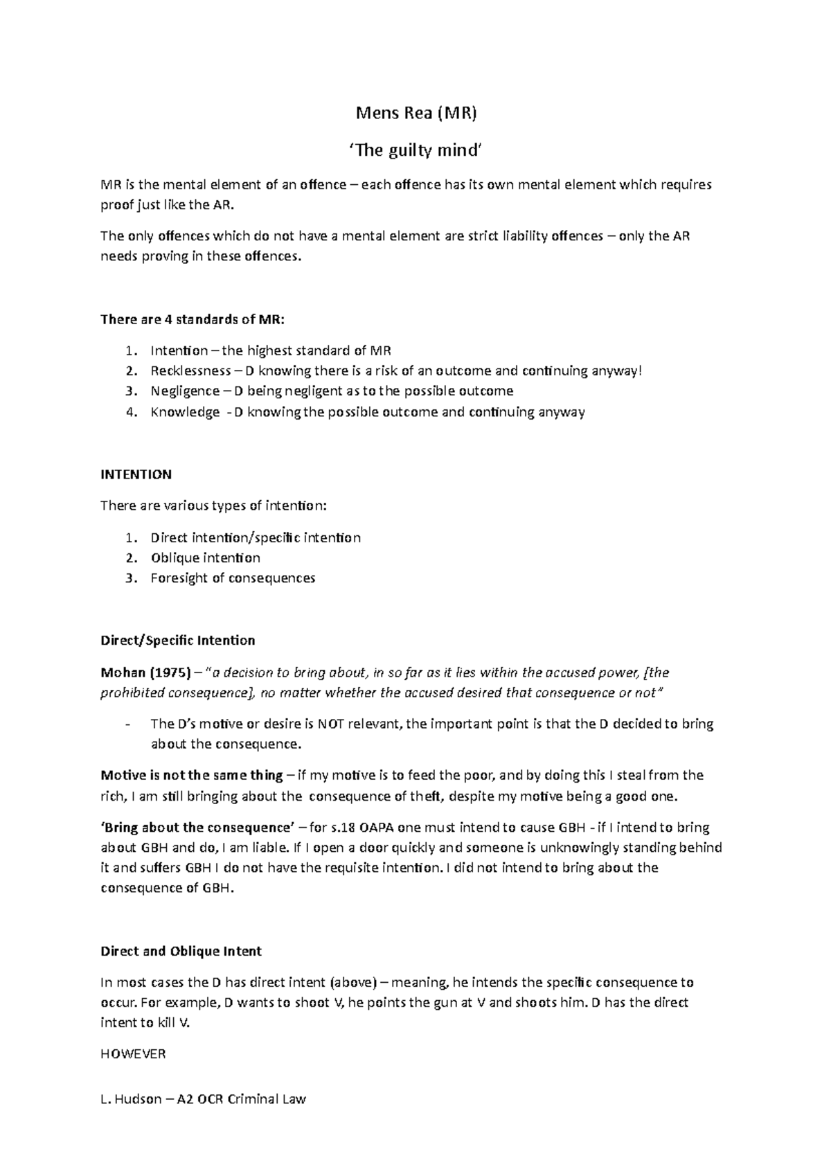 Mens Rea Overview: Understanding 'The Guilty Mind' - Legal Insights ...