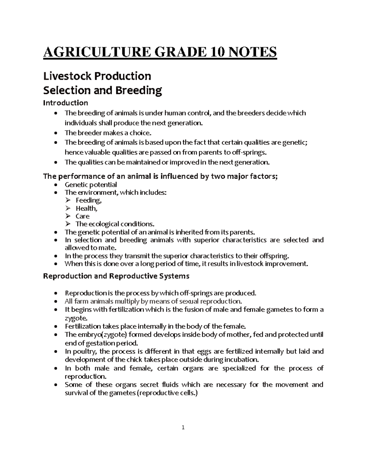 Agriculture Grade 10 Notes - Studocu