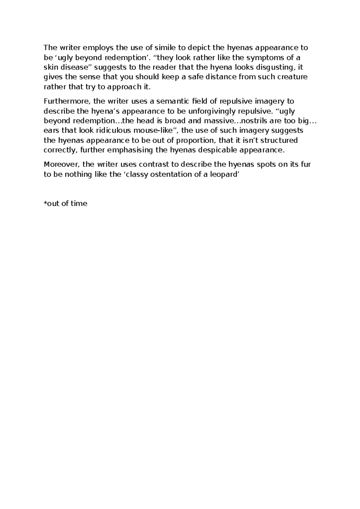 Analyzing Simile and Imagery in Hyena Description - Eng 24-11-25 - Studocu