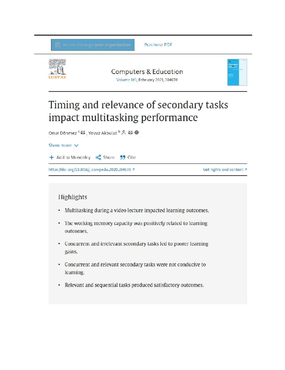 Timing and Relevance of Secondary Tasks in Multitasking Performance ...