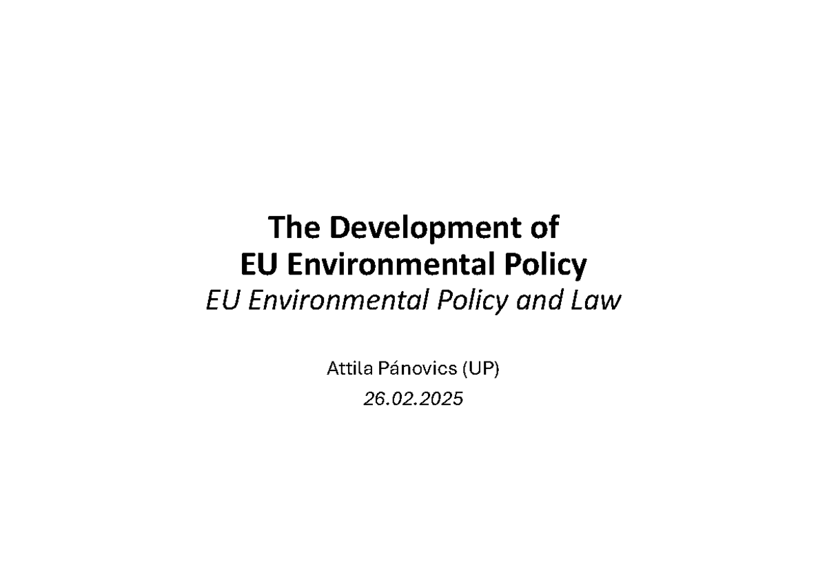 EU Environmental Policy Development: Historical Overview and Key ...