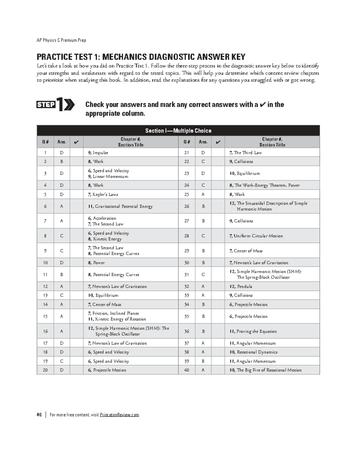 Practice Test 1 Diagnostic Answer Key - 4 0 | For more free content ...