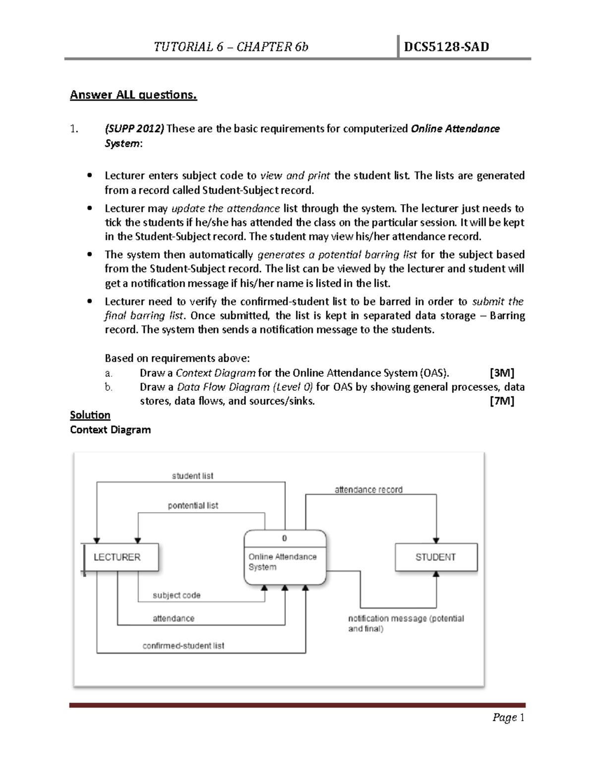 Tutorial 6 TRI58ANS - answer - TUTORIAL 6 CHAPTER 6b Answer ALL ...