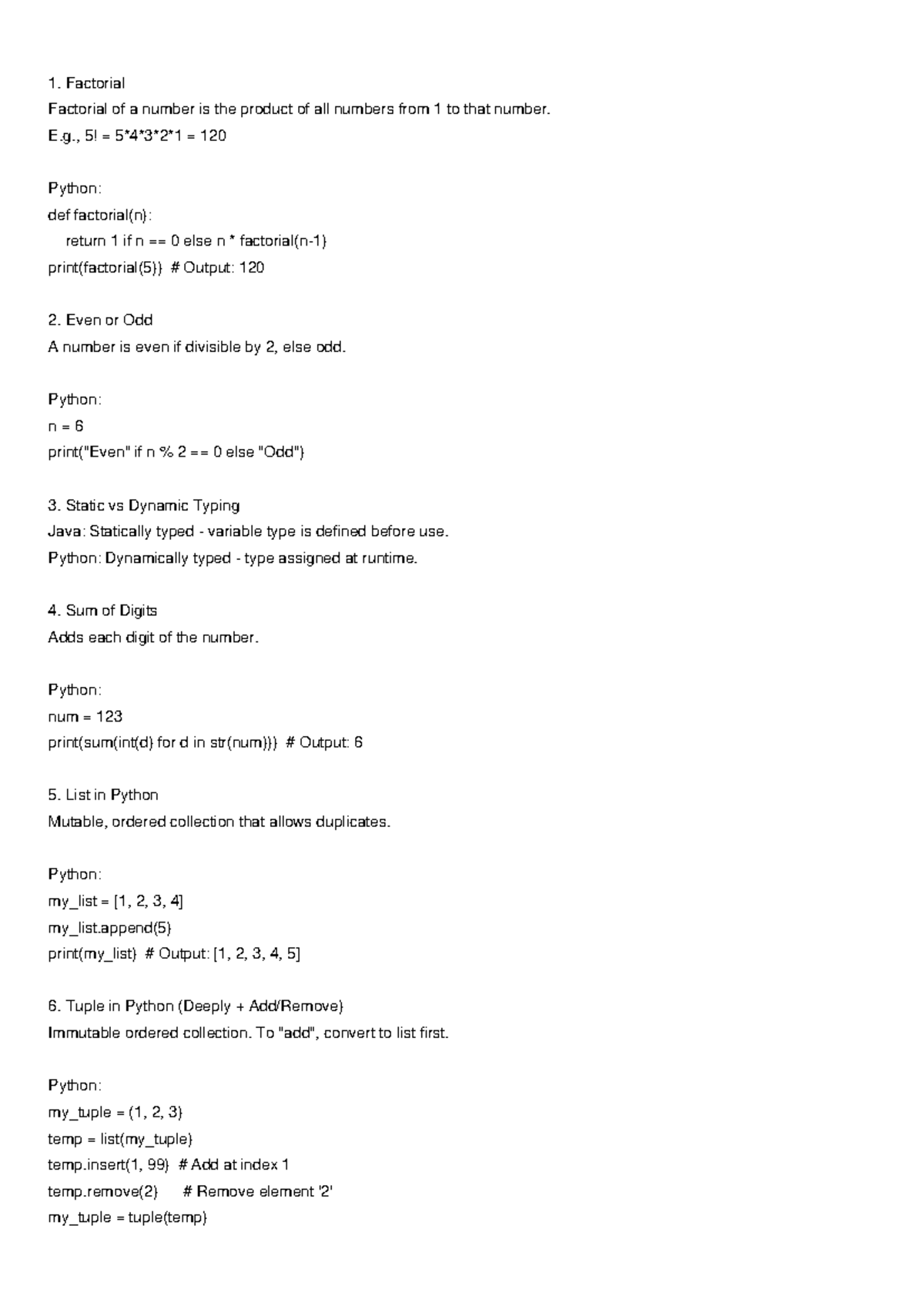 Python Viva Prep: Key Concepts & Code Snippets - Studocu