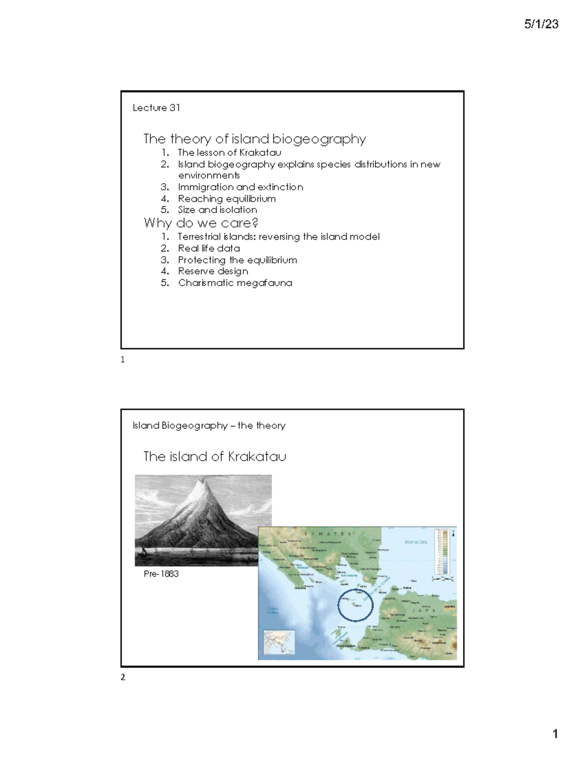 Lecture 31: Island Biogeography Theory Overview - Studocu