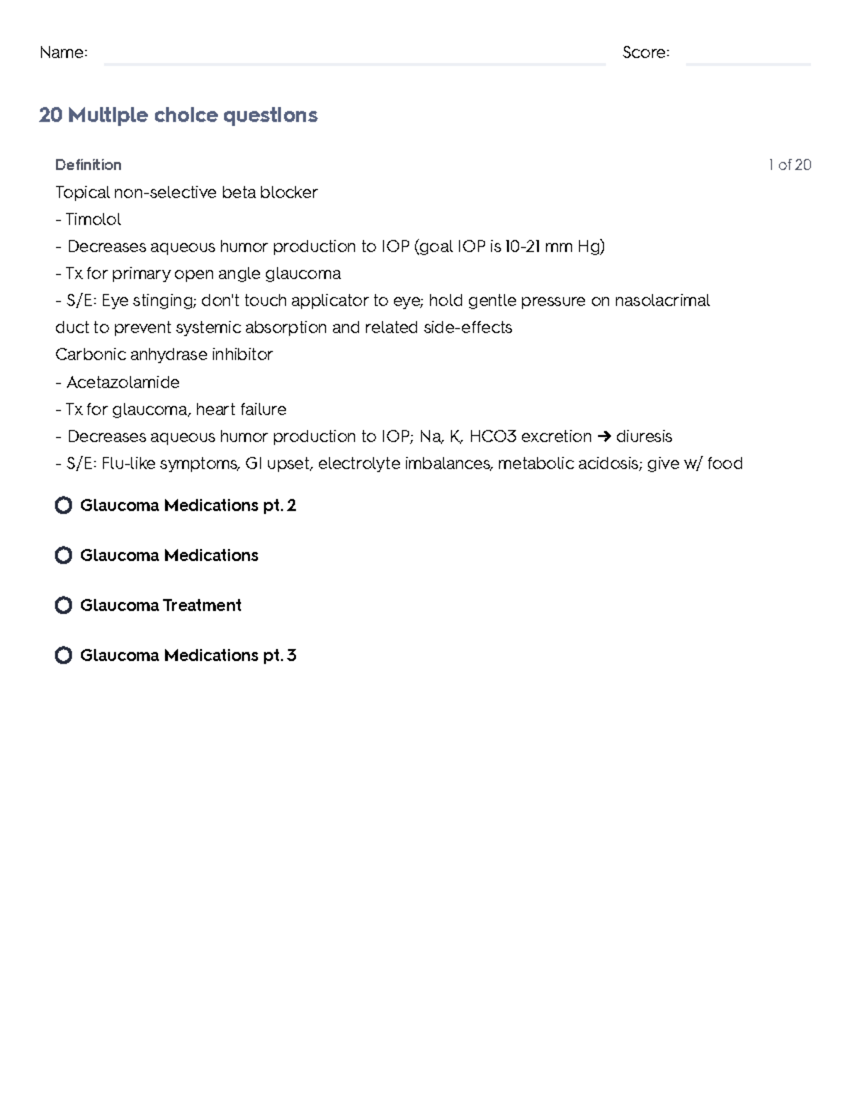 GB Visual Problems Quizlet: Key Concepts and Definitions - Studocu