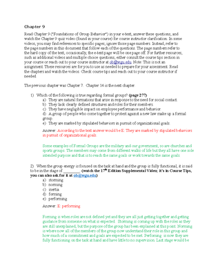 Chapter 10 questions - Chapter 10 Read Chapter 10 Work in your answer ...