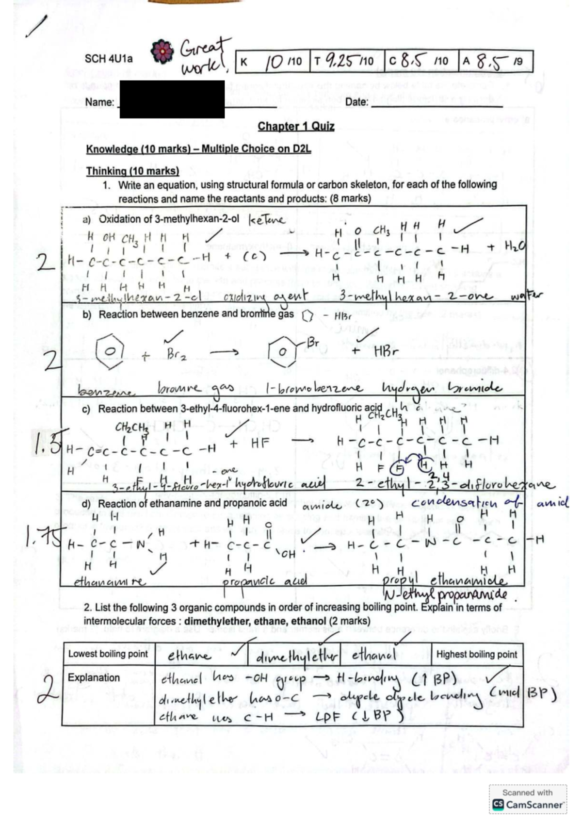 Chem 12 Quiz: Organic Chemistry Concepts and Reactions - Studocu