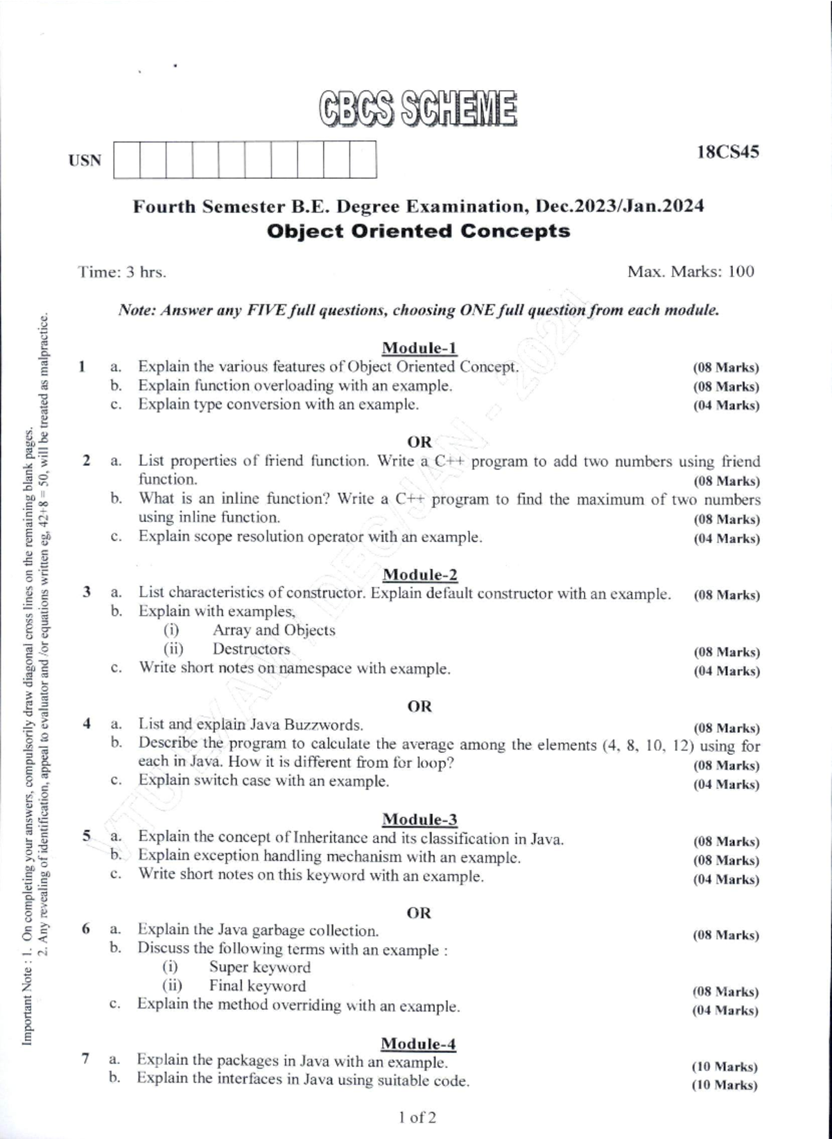 SCH 18CS45-1 - Reference paper - CBCS SCHEME 18CS45 USN Fourth Semester ...