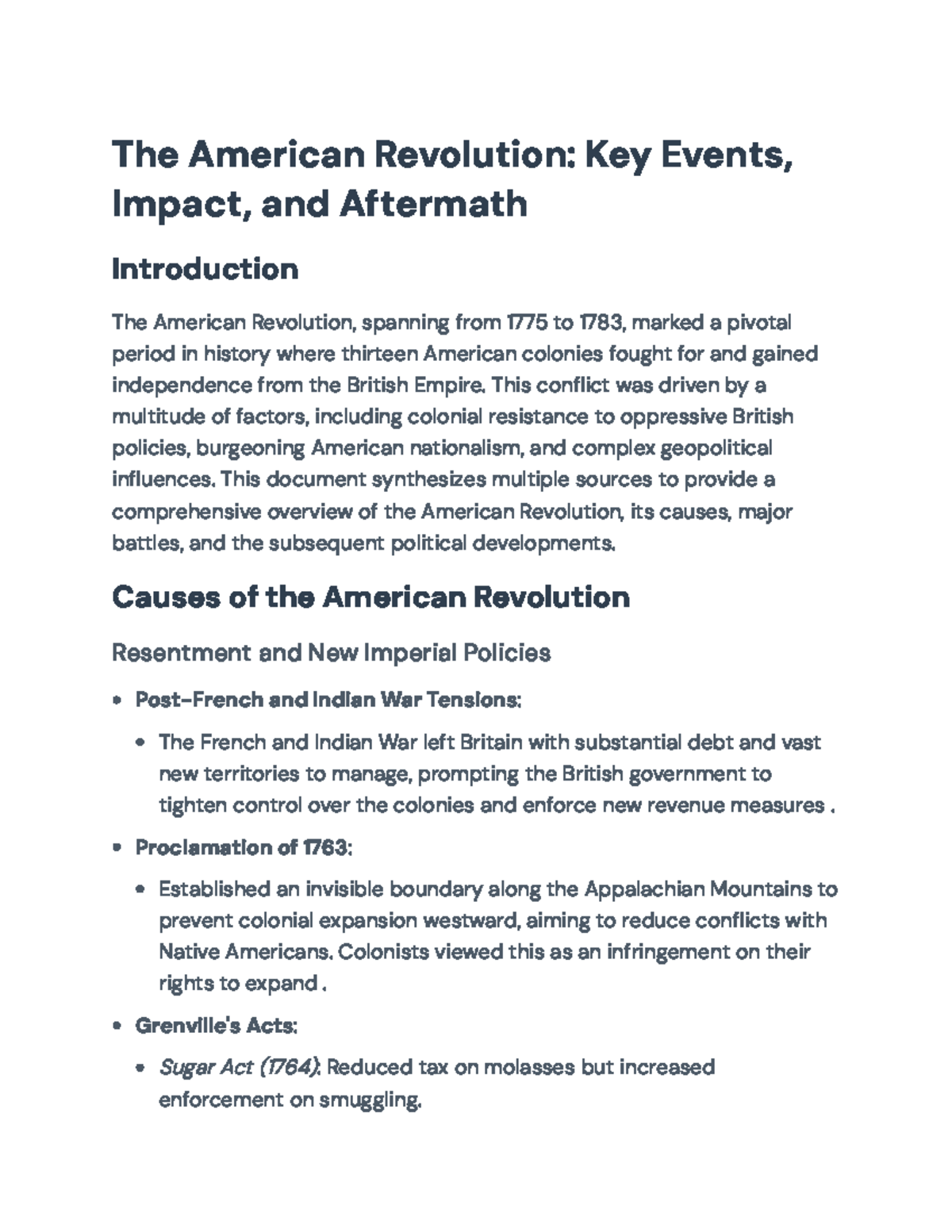 The American Revolution: Key Events, Causes, and Aftermath Analysis ...