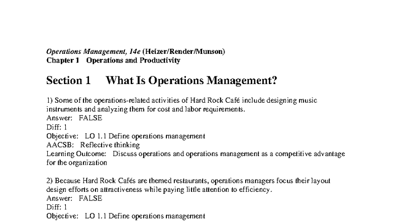 OM 14e Chapter 1: Understanding Operations Management and Productivity ...
