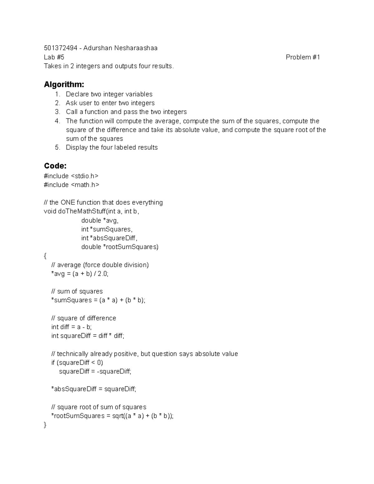 CPS188 Lab #5: Integer Operations and Trapezoid Area Calculation - Studocu