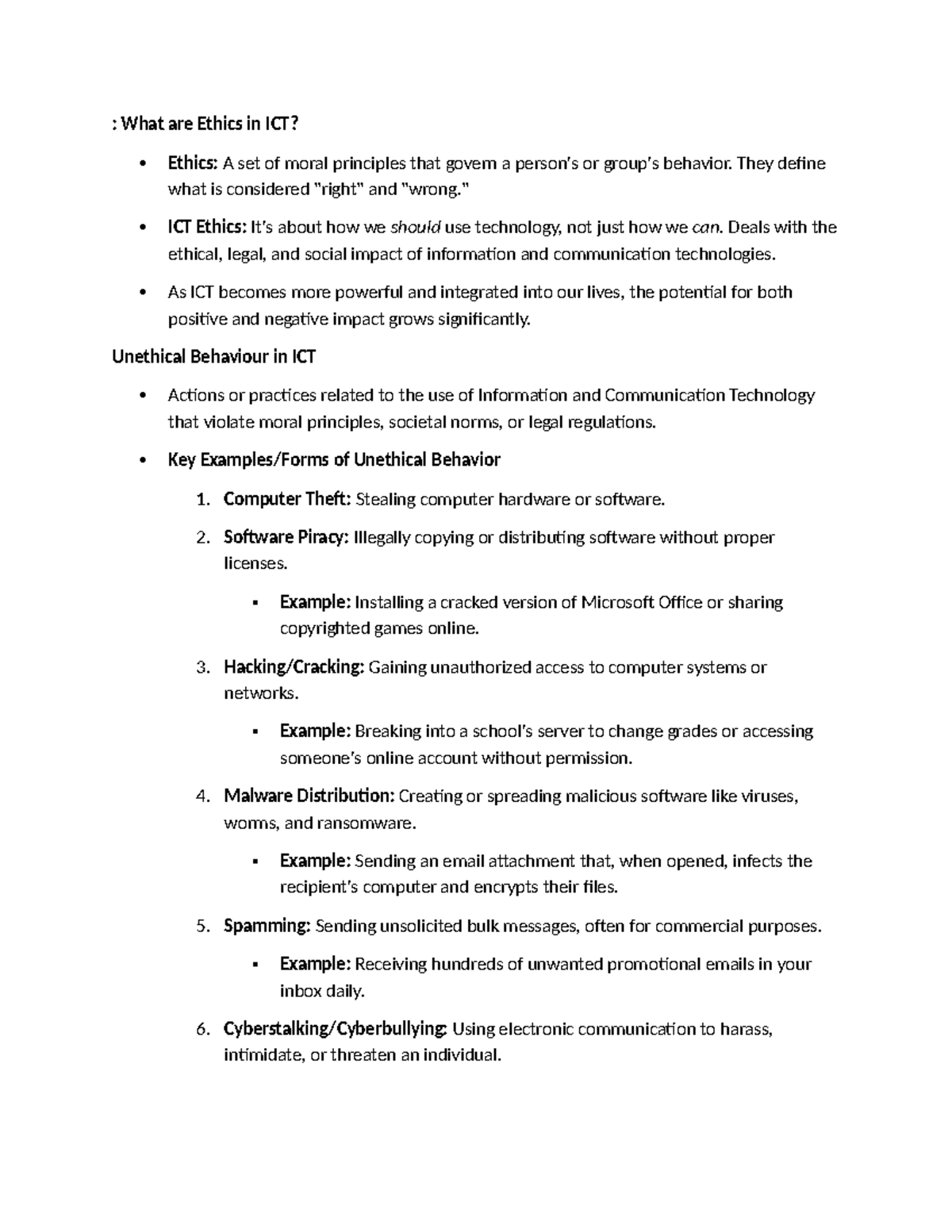 Ethics in ICT: Understanding Unethical Behavior and Its Impact - Studocu