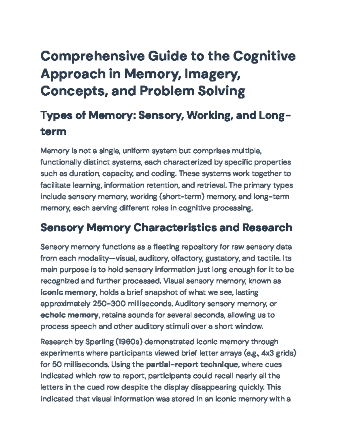 Cognitive Processes in Memory, Imagery, and Problem Solving: A ...
