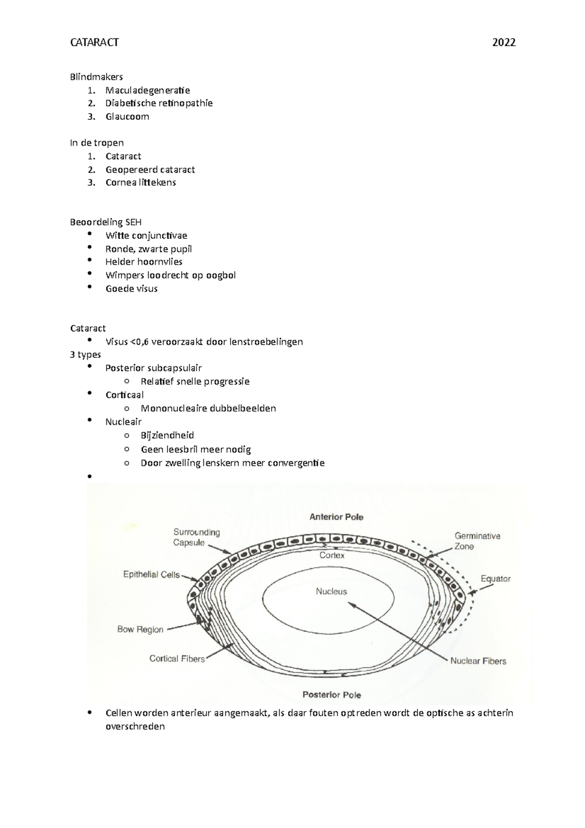 Cataract en Oogheelkunde: Beoordeling en Typen (Med. 101) - Studeersnel