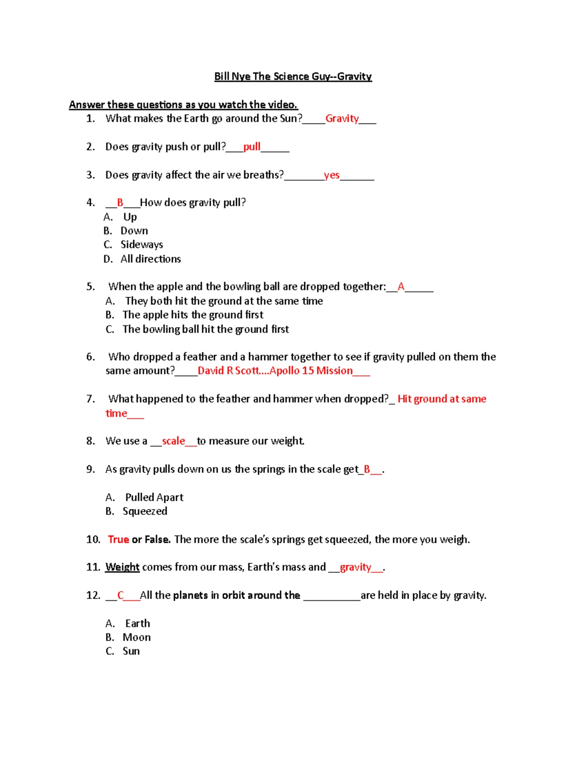 Bill Nye cells video worksheet Answers - Bill Nye Cells Video Worksheet ...