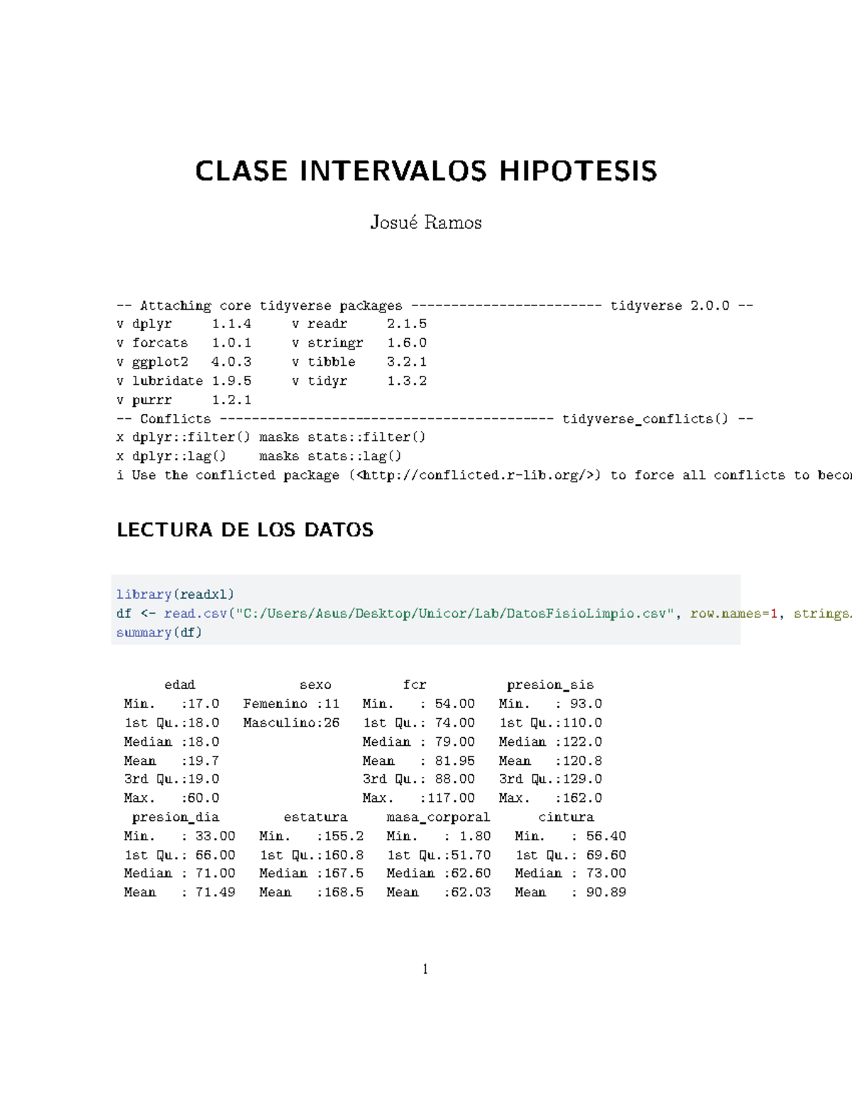 CLASE: INTERVALOS Y HIPÓTESIS EN ANÁLISIS DE DATOS - Studocu