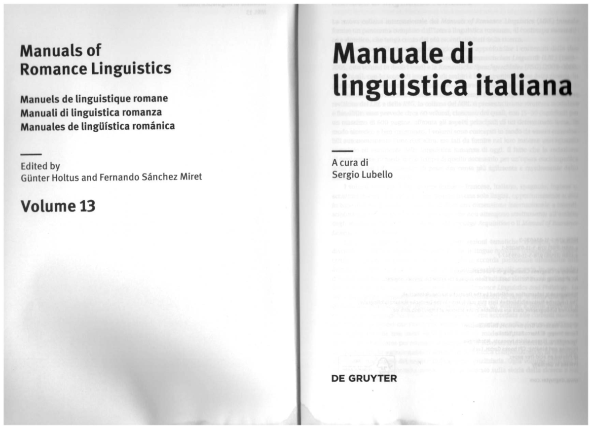 Manuale di Linguistica Romana (MRL) - Volume 13 (2016) - Studocu