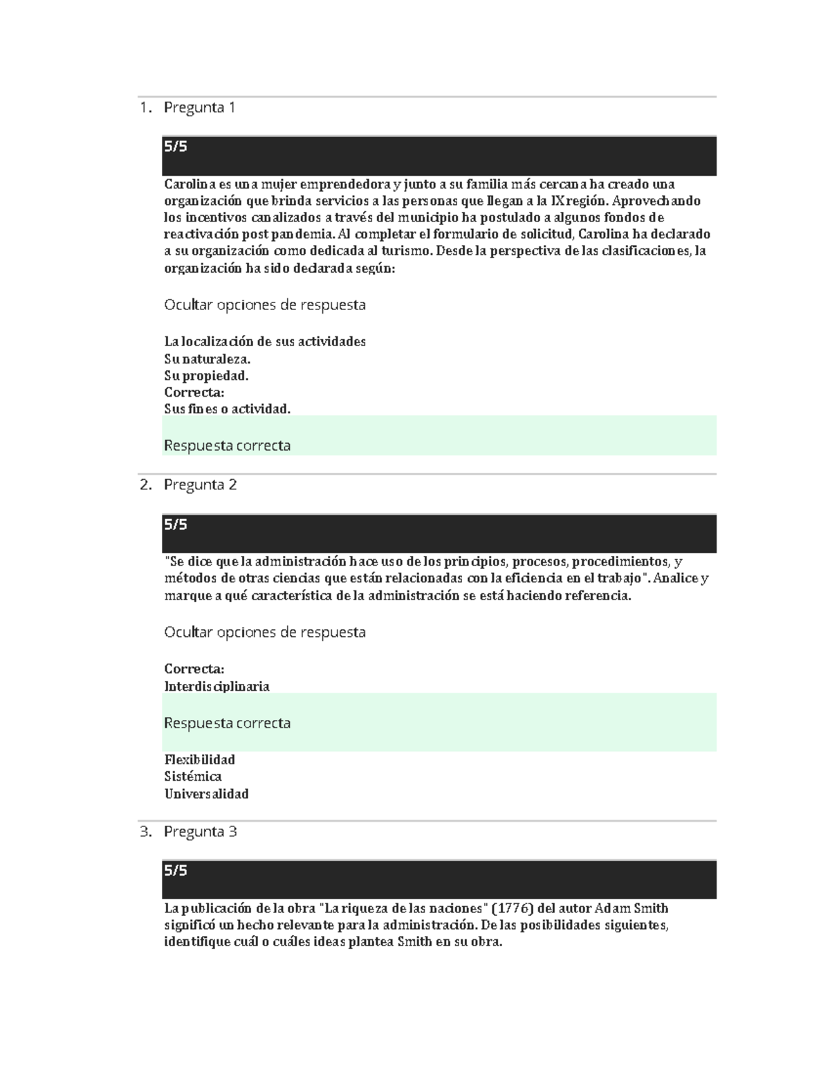 Prueba de administración y gestión: Respuestas correctas y análisis - Studocu