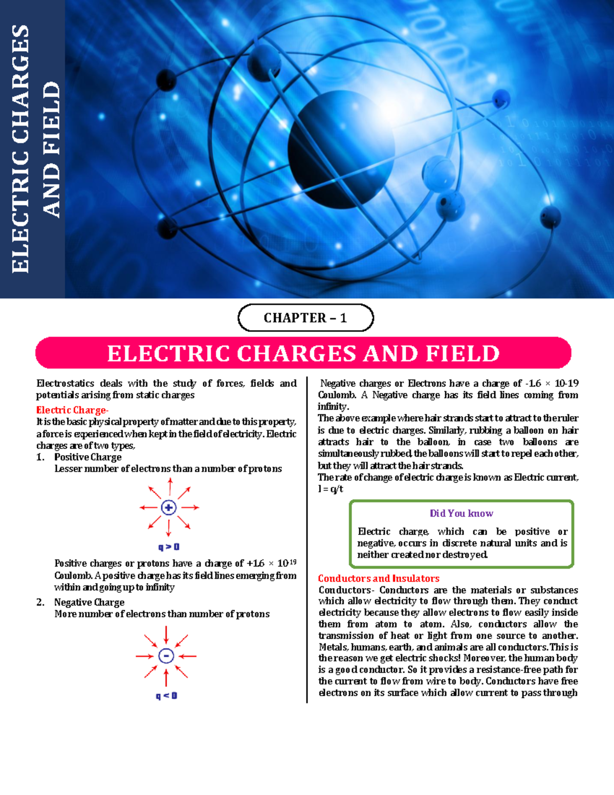 Electric Charges and Fields: Concepts of Electrostatics - Studocu