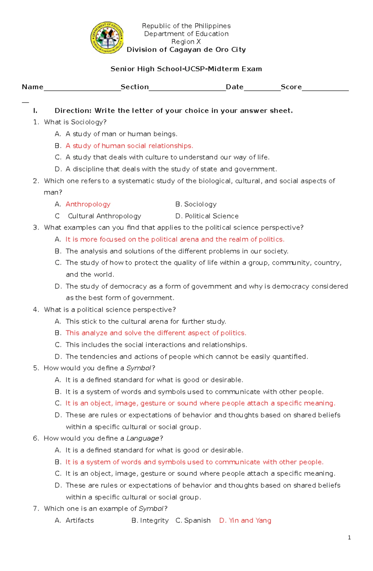Ucspshs q2 mod7 - UCSP Q2 M7 - Understanding Culture, Society and ...