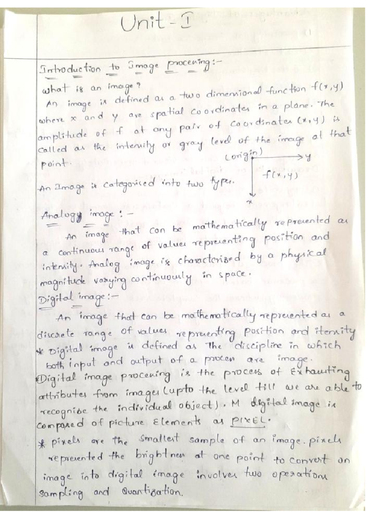 DIP UNIT 1 - Digital Image Processing Fundamentals - Studocu