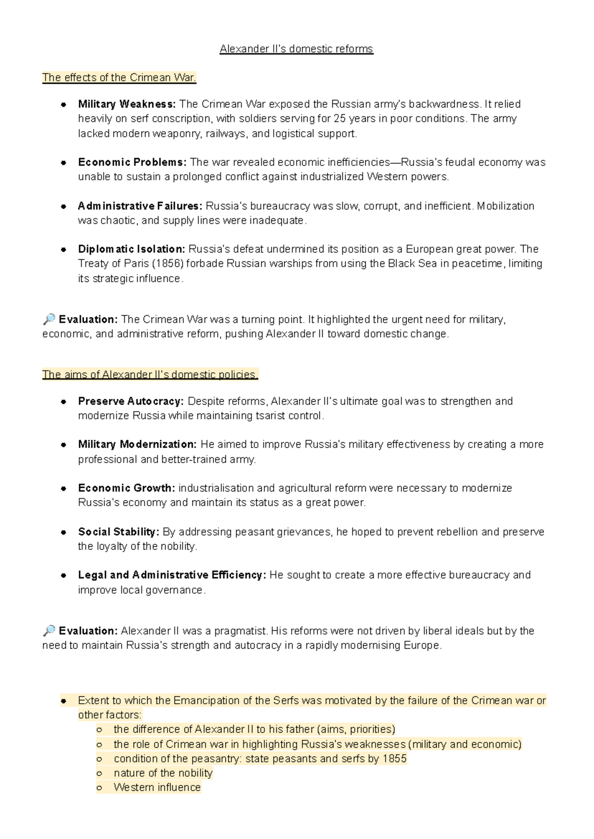 Alexander II's Reforms: The Emancipation of the Serfs and Its Impact ...