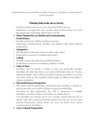 Cultural Awareness and Online Learning, Chapter 2 Diversity and ...