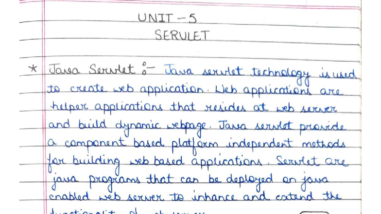Java Unit 5 - Servlet Technology Overview and Functions - Studocu