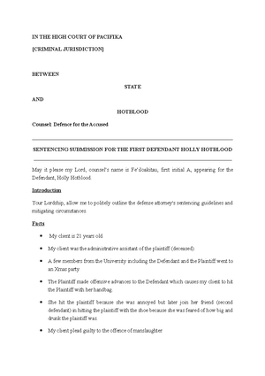 Written submissions - Fiji example - IN THE HIGH COURT OF FIJI AT SUVA ...