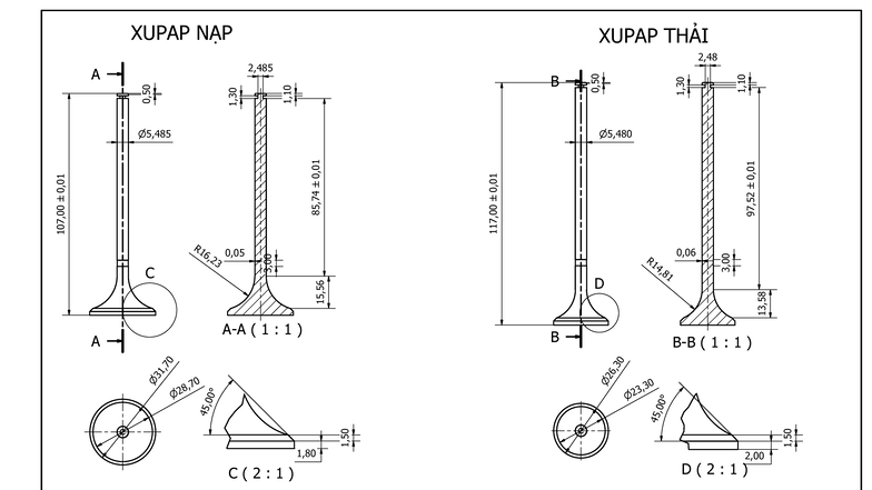 Bản Vẽ 2D Xupap - Không (XUPAP NẠP XUPAP THẢI) - Studocu