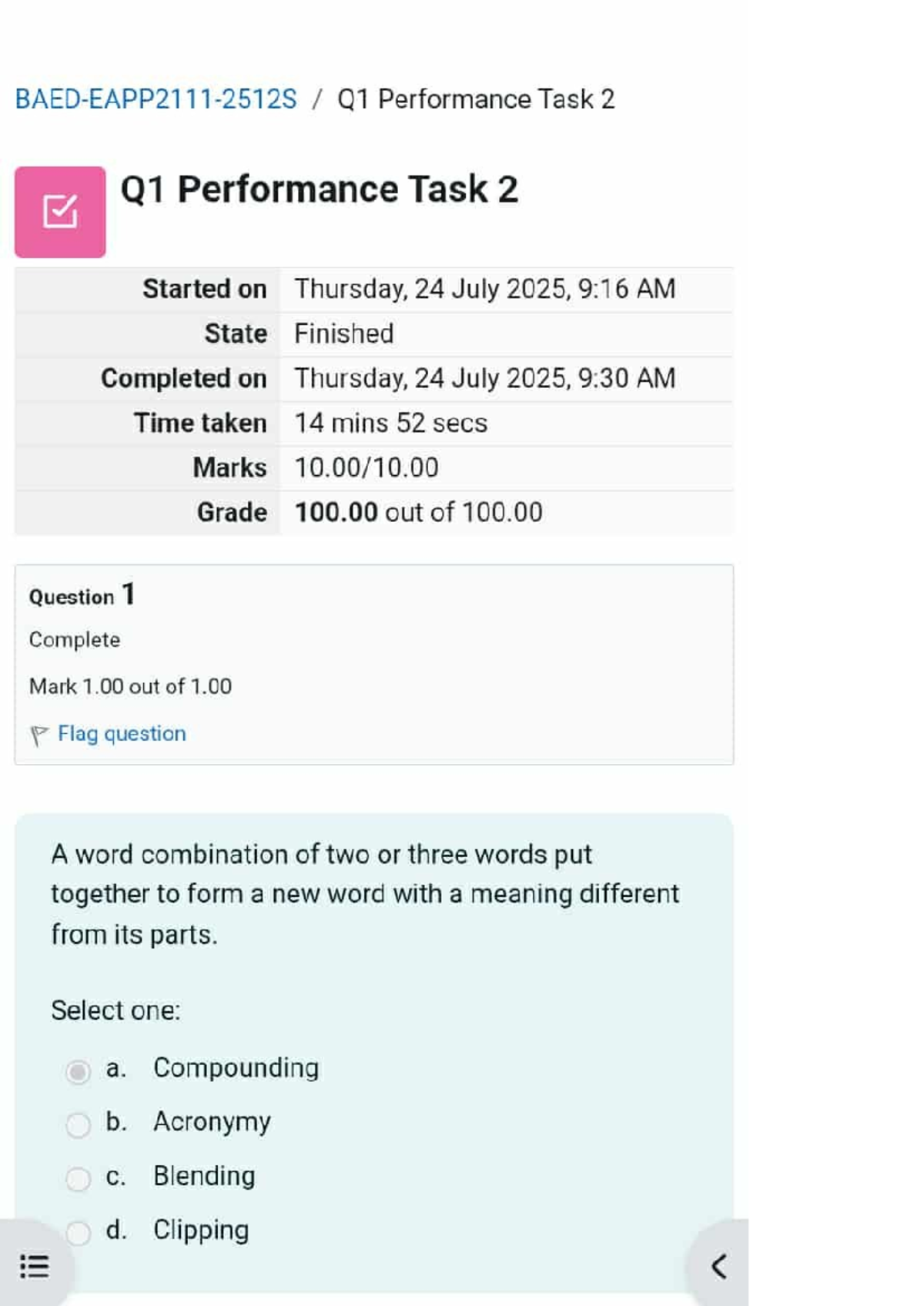 Q1 Performance Task: Understanding Word Formation Techniques - Studocu