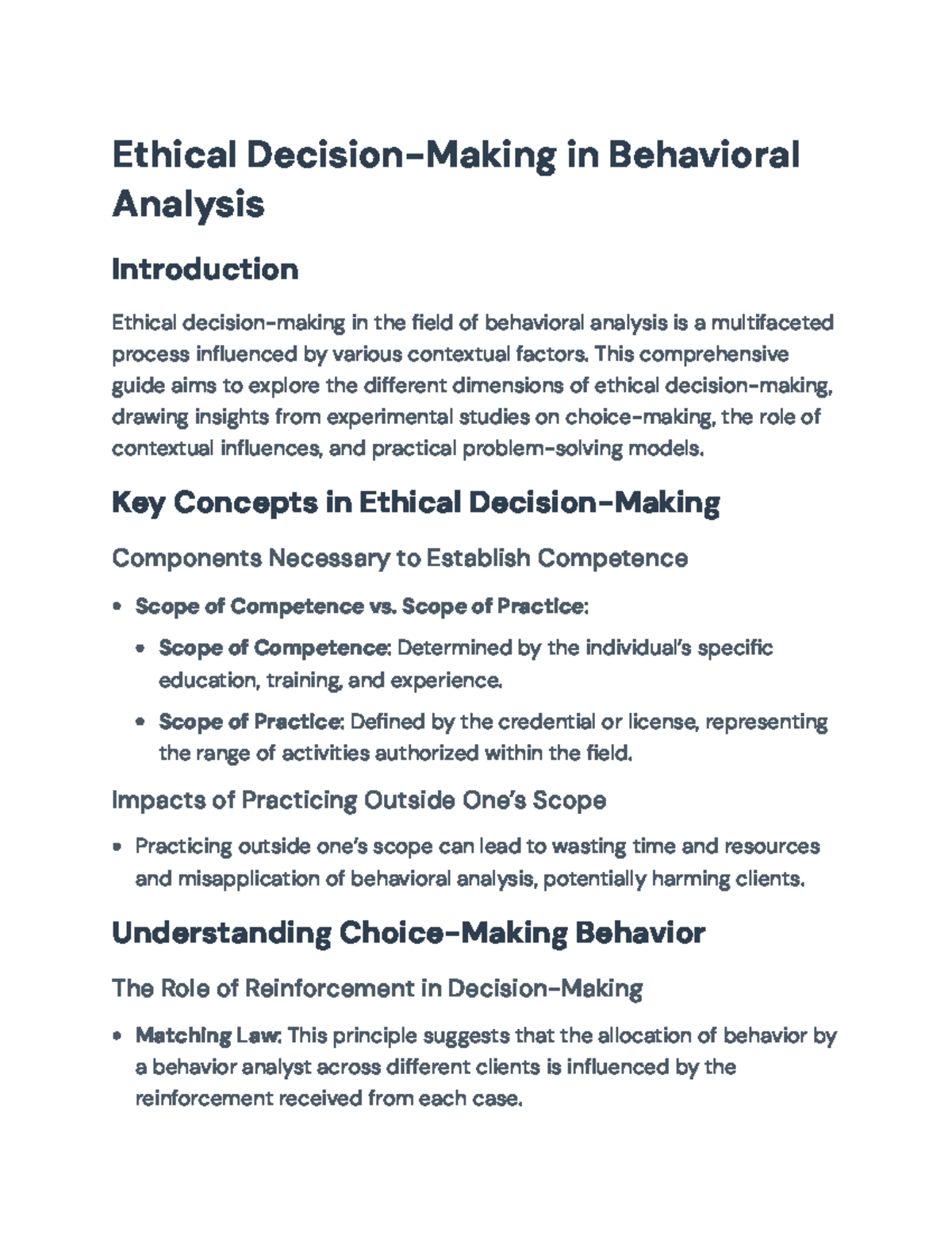 Ethical Decision-Making in Behavioral Analysis: A Comprehensive Guide ...