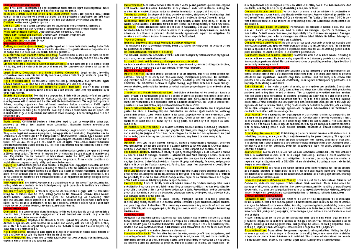 Cheat Sheet Law - LAW INTRODUCTION: BASICS Law: is the notion ...